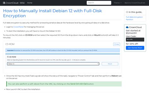 Crowncloud Wiki How To Manually Install Debian 12 With Full Disk Encryption