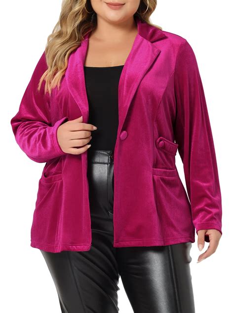 Grace And Grandeur Womens Plus Size Peplum Blazer Long Sleeve Button
