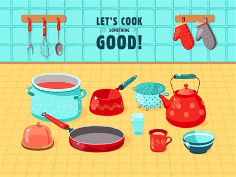 주방 용품 일러스트 레이 션의 설정 무료 벡터