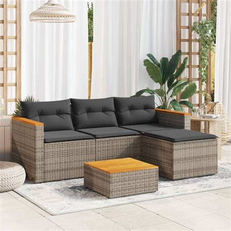 Vidaxl 3 Piece Garden Sofa Set With Cushions Grey Poly Rattan Walmartca