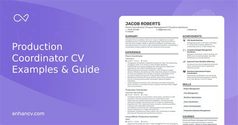 Production Coordinator CV Examples Guide For 2025