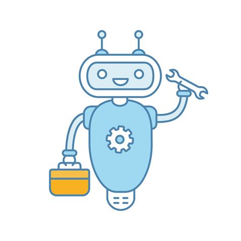 Repair Chatbot Color Icon Robot With Set Of Tools And Screw Key Virtual Assistant Online