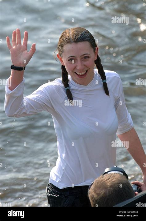 The Cambridge Cox Rebecca Dowbiggin Emerges From The Thames After Being Thrown In By Her Crew