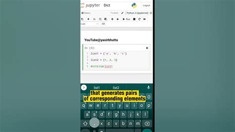 Python Tutorial Creating A Dictionary From Two Lists Yasirbhutta Pythonshorts Youtube
