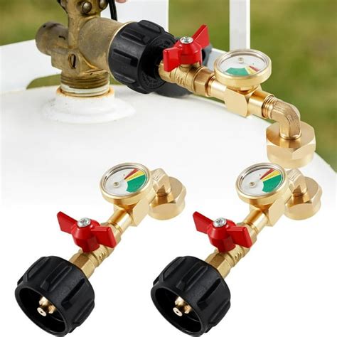 Propane Refill Elbow Adapter With Tank Gauge 2pcs Upgraded Propane Refill Adapter For 1 Lb