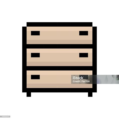 픽셀 서랍장 아이콘입니다 침대 옆 탁자 컬러 실루엣 정면도 편집 가능한 픽셀 벡터 간단한 평면 그래픽 그림입니다 흰색 배경에 격리된 개체입니다 격리 모자이크 처리에 대한