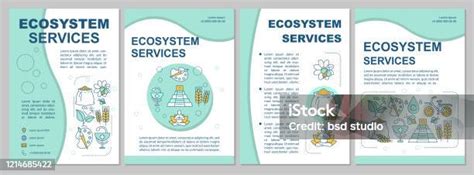 생태계 서비스 브로셔 템플릿 레이아웃입니다 자연 자원 전단지 소책자 선형 그림이있는 전단지 인쇄 디자인 잡지 연례 보고서 광고