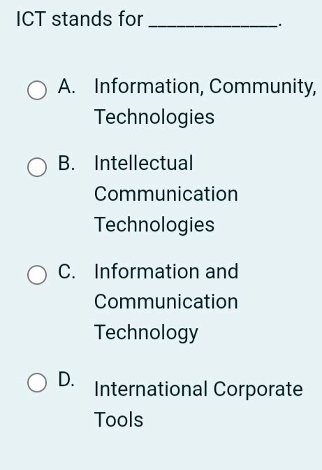 Solved Ict Stands Fora ﻿information Community