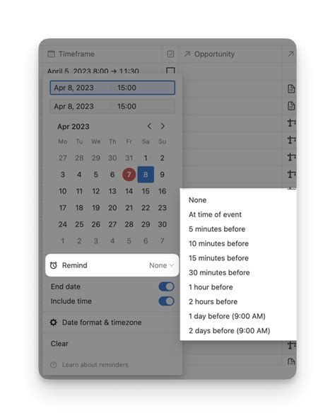 Set Reminder Using A Date Column In A Database Rnotion