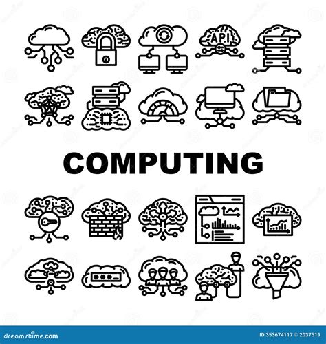 Cloud Computing Virtualization Icons Set Vector Stock Illustration Illustration Of Line