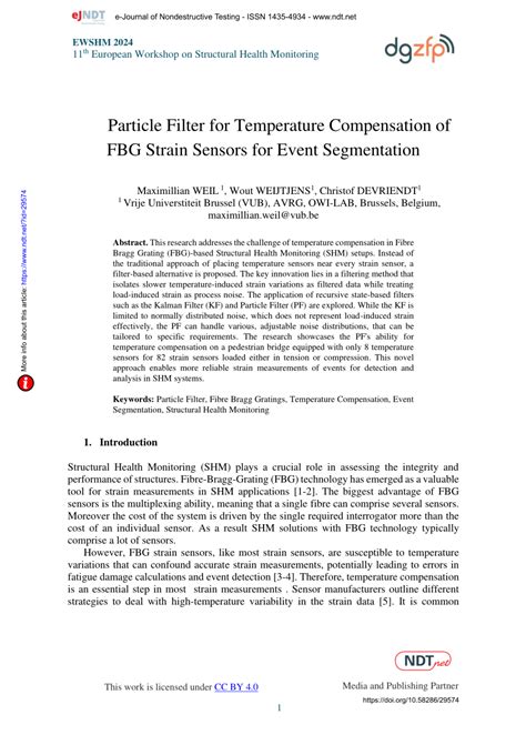 pdf particle filter for temperature compensation of fbg strain
