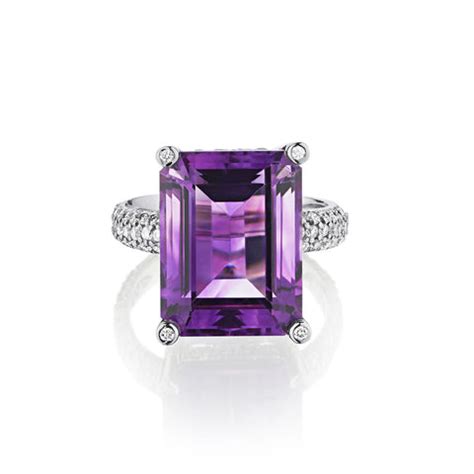 14kt White Gold Amethyst And Diamond Ring 1600ct Rectangular Amethys
