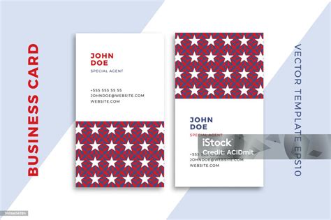 별 패턴이 있는 수직 명함 템플릿입니다 현대적인 기하학적 패턴의 애국적인 기업 문구 모형 샘플 텍스트가있는 깨끗하고 간단한 벡터