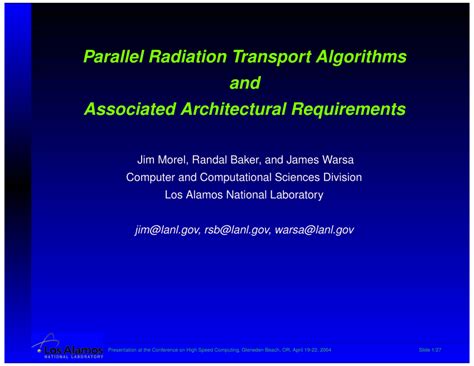 pdf parallel radiation transport algorithms and associated