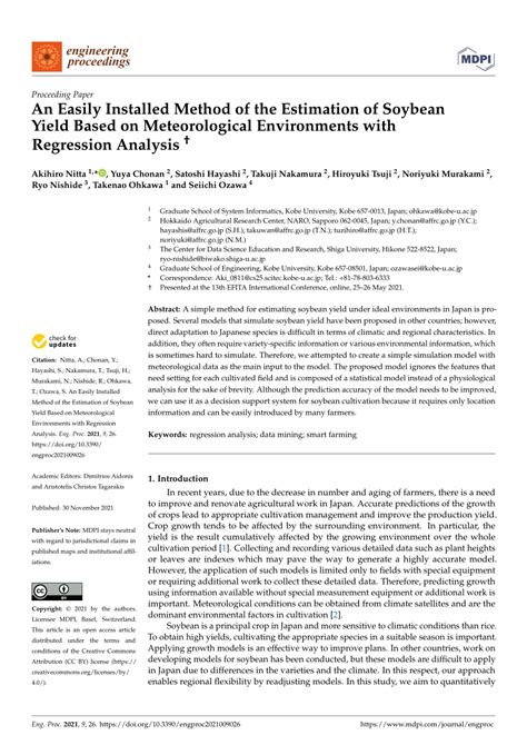 Pdf An Easily Installed Method Of The Estimation Of Soybean Yield Based On Meteorological