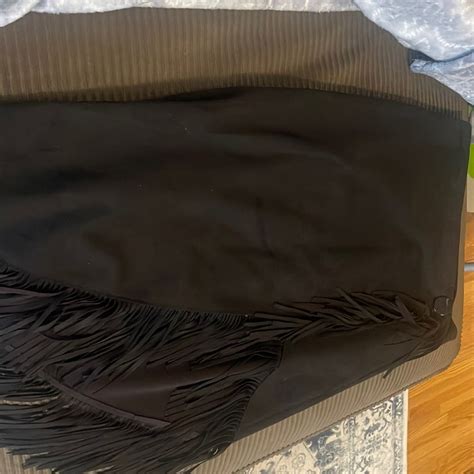 Zara Faux Suede Fringed Skirt Gem
