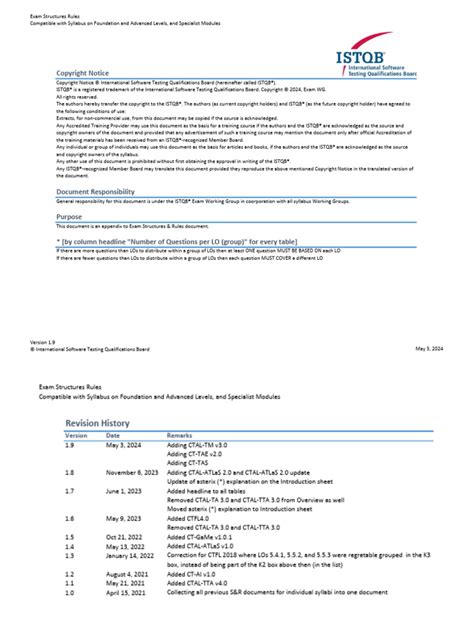 Istqb Exam Structure Tables V1 9 Pdf