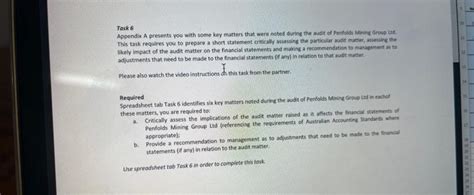 solved tosk 6 appendix a presents you with some key matters