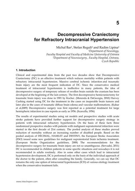 Pdf Decompressive Craniectomy For Refractory Intracranial