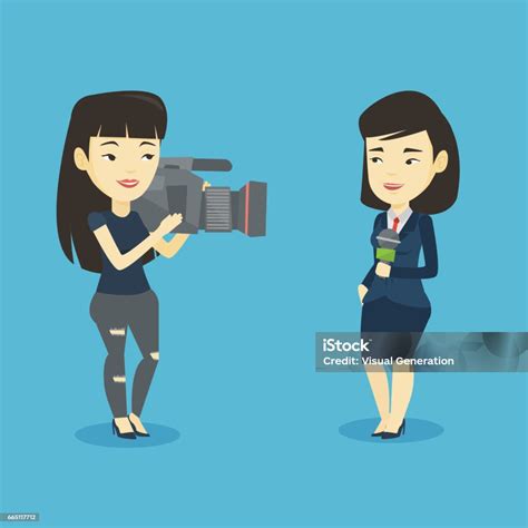 Ilustrasi Reporter Tv Dan Vektor Operator Ilustrasi Stok Unduh Gambar Sekarang Desain