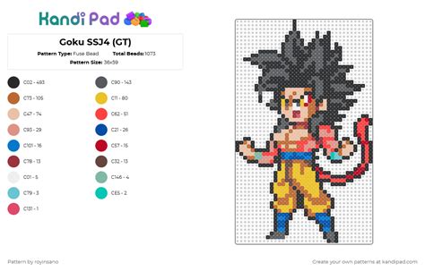 Goku Ssj4 Gt Fuse Bead Pattern Kandi Pad Kandi Patterns Fuse