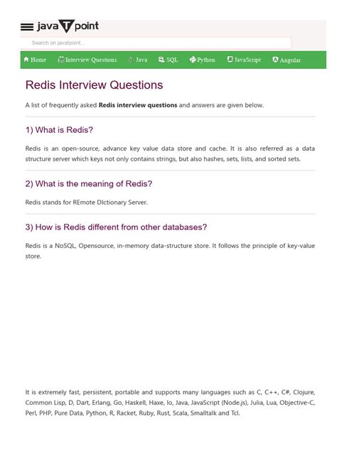 javatpoint com redis interview questions and answers 2 pdf