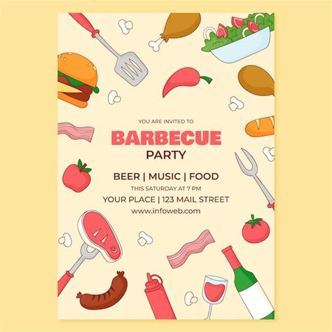 Free Vector Bbq Party Invitation Template