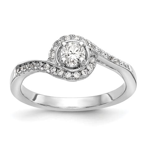 14k White Gold Diamond Round Semi Mount By Pass Engagement Ring