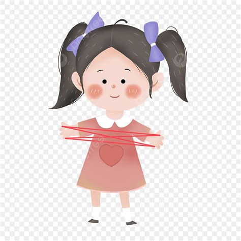 밧줄을 가지고 노는 귀여운 일러스트 포니테일 소녀 손으로 그린 꼬마 스마일리 Png 일러스트 및 Psd 이미지 무료 다운로드 Pngtree