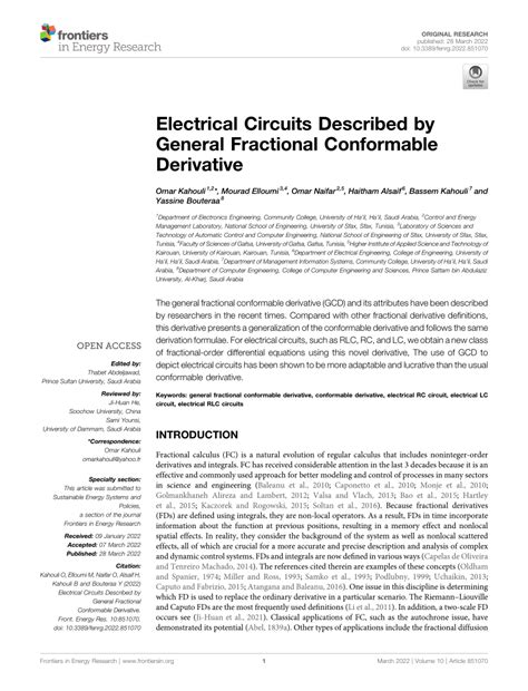 Pdf Electrical Circuits Described By General Fractional Conformable