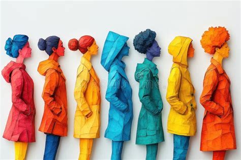 Diverse Figures In Vibrant Colors Representing Unity And Inclusivity Across Society Stock Image