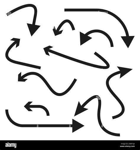 Arrow Vector Icons Curved Directional Symbols Black Arrow Elements Flowchart Graphic Elements