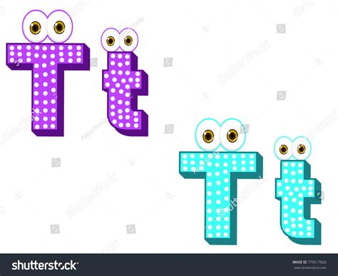 T Letter Character Capital Small Cartoon Stock Vector Royalty Free