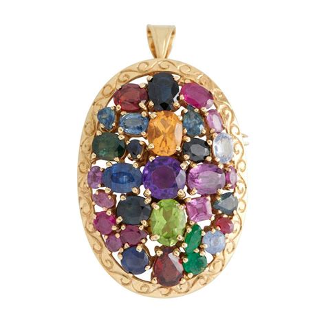 Multi Coloured Gem Pendant In 18ct Gold 20 4g Pendants Lockets