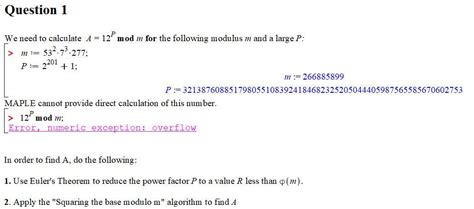 Solved Question We Need To Calculate A Mod M For The Chegg Com