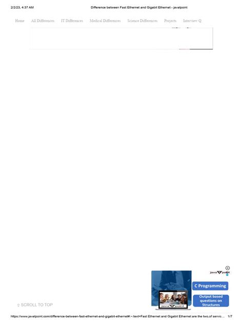 Difference Between Fast Ethernet And Gigabit Ethernet Javatpoint Pdf