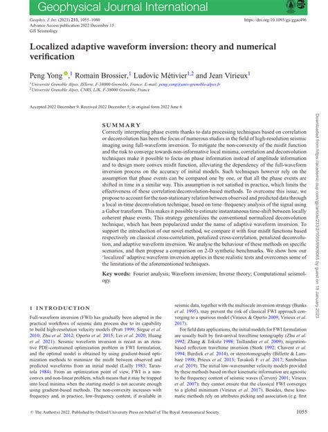 pdf localized adaptive waveform inversion theory and numerical