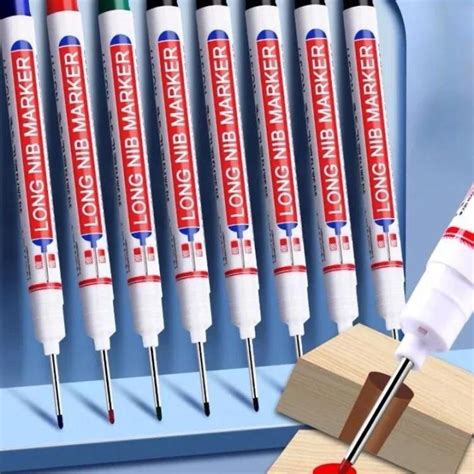 2024 1 5 Pcs 20mm Deep Hole Long Nib Multi Purpose Head Markers For Metal Perforating Pen