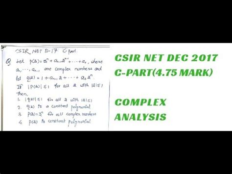 CSIR NET Mathematics Dec Important Question Complex Analysis YouTube