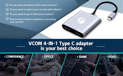 VCOM USB C To Dual HDMI Adapter Support MST 4K 60Hz And Dual 4K 30Hz Type C To HDMI Converter