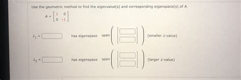 Solved Use The Geometric Method To Find The Eigenvalues