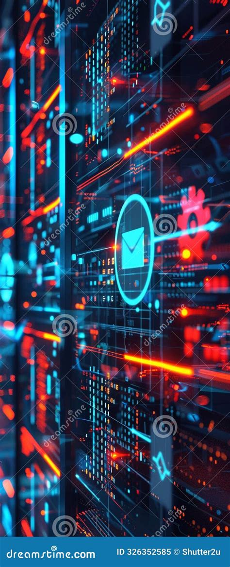 Firewall Defense Array With Alert Symbols Standing Watch In The Data Stream Against Intrusions