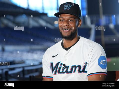 Miami Marlins Infielder Otto Lopez Is Interviewed During The Baseball