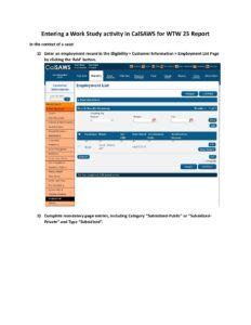 Entering A Work Study Activity In Calsaws For Wtw 25 Report The Home