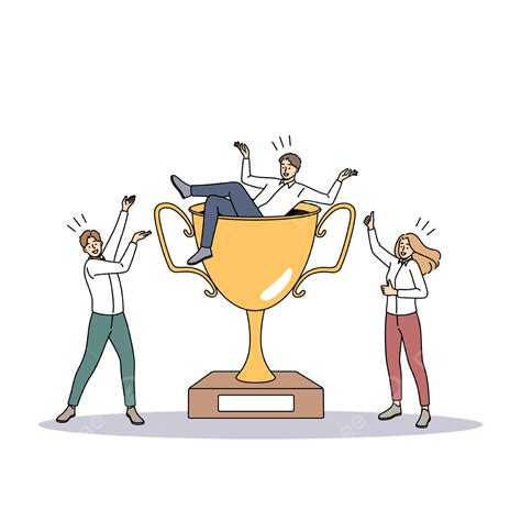 트로피를 들고 기뻐하는 팀은 성공을 축하합니다 팀 성공 이기다 Png 일러스트 및 벡터 에 대한 무료 다운로드 Pngtree