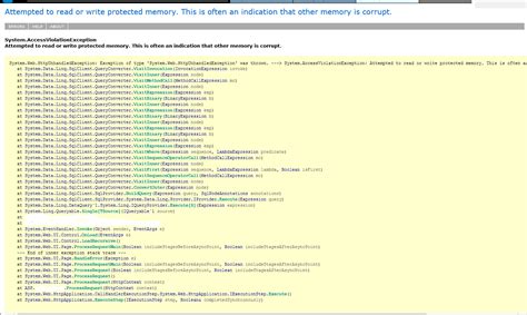 Linq Query Cause Systemaccessviolationexception Stack Overflow