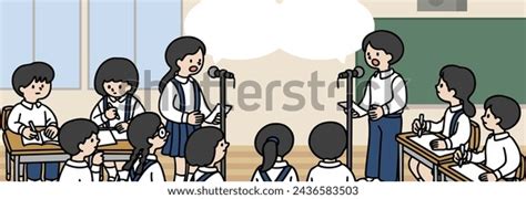 Vector Illustration Students Debating Classroom Stock Vector Royalty Vector Illustration Students Debating Classroom Stock Vector Royalty