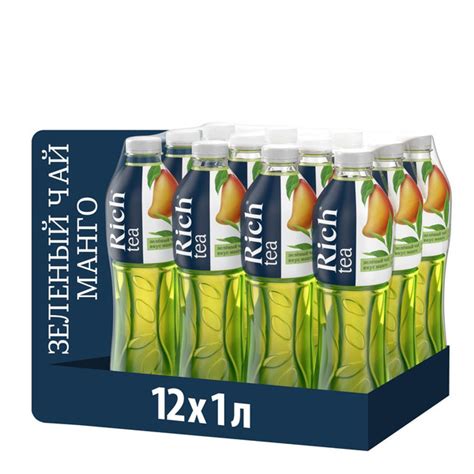 Холодный чай Rich tea зеленый со вкусом манго, 1л x 12 шт купить на ...