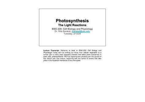 BISC Lecture Lecture Transcript Welcome To Back To BISC Cell Biology And Studocu