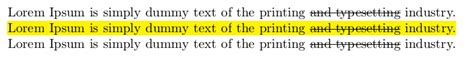 Highlighting Strikeout Text With Ulem Shifts The Line Downwards Tex